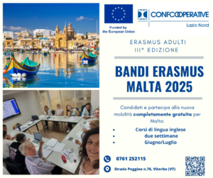 Bando Erasmus+ Malta 2025 - ConfCooperative Lazio Nord
